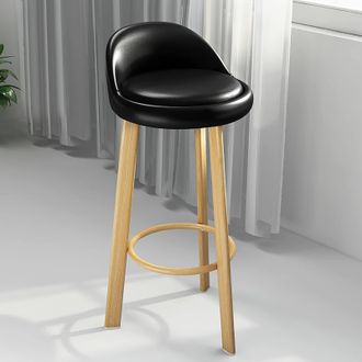 Generic Moderner, ergonomischer Barhocker mit PU-Lederbezug, bequemer R&uuml;cken- und Fu&szlig;st&uuml;tze - K&uuml;chenstuhl aus Holz f&uuml;r Esszimmer, Caf&eacute;, Kneipe - 61 cm (24 Zol