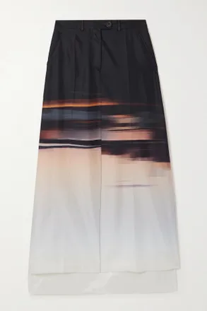 Peter Do Midirock Aus Seidensatin Mit Farbverlauf Und Falten - Schwarz
