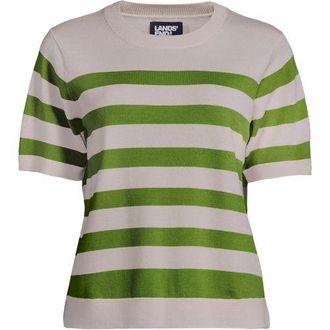 Lands End Merinopullover mit kurzen Ärmeln, Damen, Größe:36-38 regular, Grün, Wolle, by Lands End