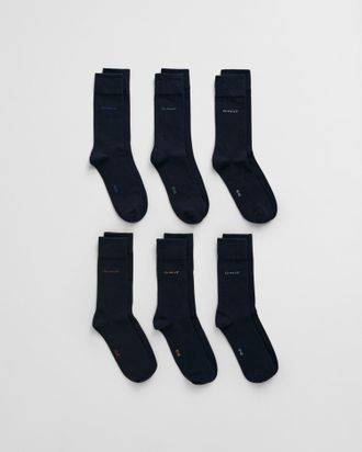 GANT Herren 6er-Pack Weiche Baumwollsocken (43-45) MARINE