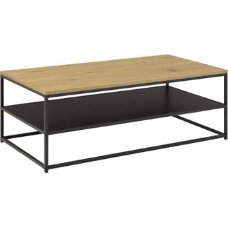 ebuy24 Ebuy24 - Table basse double plateau 120x60x42 cm d&eacute;cor ch&ecirc;ne et noir