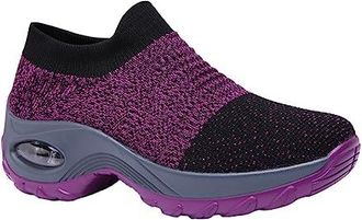 Tendycoco Chaussures De Sport pour Femmes à Semelles Épaisses Confortables Respirantes Style Décontracté Unisexe Marche Fitness Taille 38 Couleur Violet