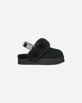 UGG Funkette Hausschuh f&uuml;r Kinder in Black, Gr&ouml;&szlig;e Wildleder