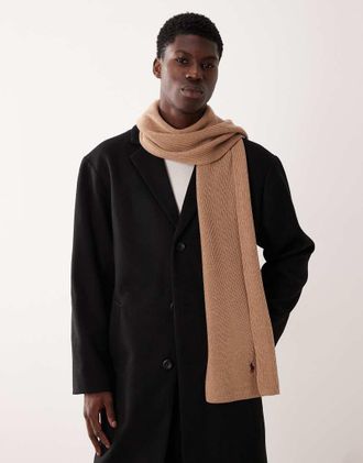 Polo Ralph Lauren Écharpe en laine mérinos avec logo - Camel chiné-Neutre