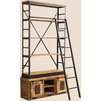 Sklum Bibliothèque avec escalier en bois de manguier Uain SKLUM