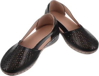 IFUNDOM Sandales Compens&eacute;es &agrave; Bout Ferm&eacute; pour Femme Talons Wedges Robustes Design Ajour&eacute; Respirant Style Uni D&eacute;contract&eacute; Chaussures Marche Estivales Noir