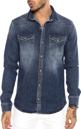Red Bridge Premium Denim Hemd Jeanshemd Casual Freizeithemd Dunkelblau S