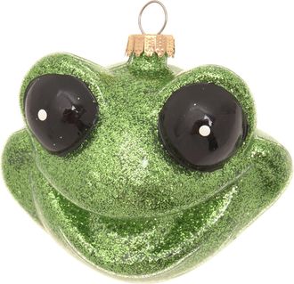 Krebs Glas Lauscha Weihnachtsdekoration/Christbaumschmuck aus Glas - Frosch - Farbe: Grün - Größe: ca. 9 cm