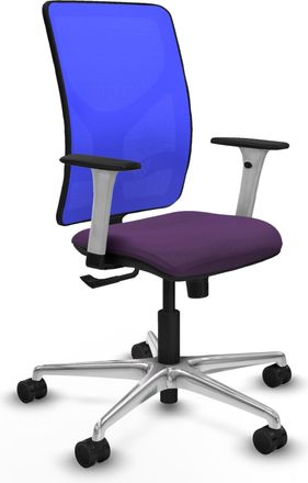 Piqueras y Crespo B&uuml;rostuhl aus Stoff mit wei&szlig;en und schwarzen Armlehnen, h&ouml;henverstellbare Lendenwirbelst&uuml;tze, ausgestattet mit 3 Positionen und Schneideschaum, Blau/V