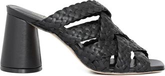 Sarah Chofakian Mont Blanc Mules mit geflochtenem Leder 65mm - Schwarz