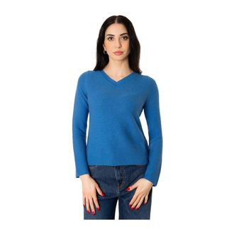 Max Mara Pull col en V - Femme - Pulls - Bleu - Taille: 38 FR
