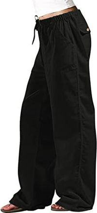 Generic Joli pantalon dété pour femme - Pantalon de yoga à jambes larges pour le yoga - Style bohème - Avec poche pour, Noir, 5XL