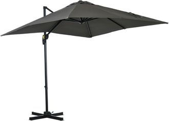 OUTSUNNY Parasol déporté carré inclinable manivelle avec pied en acier dim. 2,45L x 2,45l x 2,45H m métal alu. polyester haute densité gris