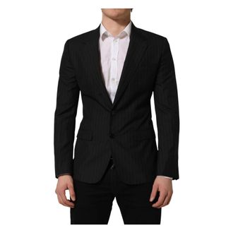 Dolce & Gabbana Gestrickter Woll-Sakko mit Nadelstreifen - - Suits - Herren - Grau - M