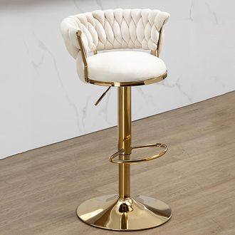 Generic Barhocker aus Samt, 2er-Set - höhenverstellbare, drehbare Barhocker mit gewebter Rückenlehne und Fußstütze, Esszimmerstühle in Thekenhöhe for Küchenin