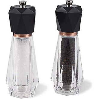 Cole & Mason H321938 Somerton Salz und Pfeffermühle, 2er Set Manuell, Messing / Acryl, 180mm, Precision+ Keramikmahlwerk, Geschenkset