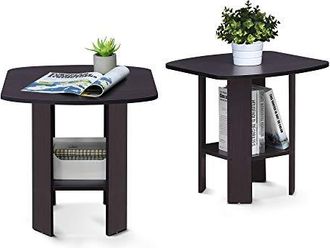Furinno Simple Design Beistelltisch, Holz, Dunkle Walnuss, 50.8 x 50.8 x 49.78 cm