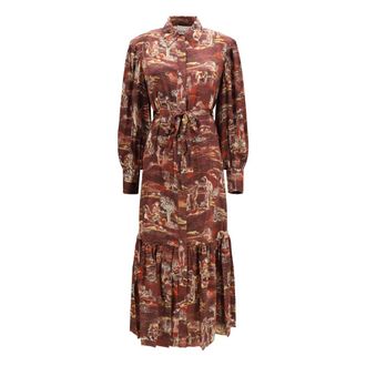 Alemais Ezra Robe Chemise Midi en Soie - Femme - Robes - Brun - Taille: 38 FR