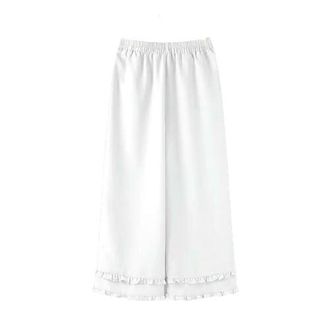 Generic Pantalons pour femme - Taille &eacute;lastique - Long - Automne - Volants - D&eacute;contract&eacute; - Solide - Jambe large - Streetwear - Pantalon de travail, blanc, 3XL