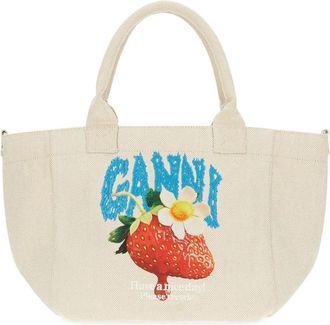 Ganni Cabas Strawberry - Femme - Sacs - Beige - Taille: ONE Size