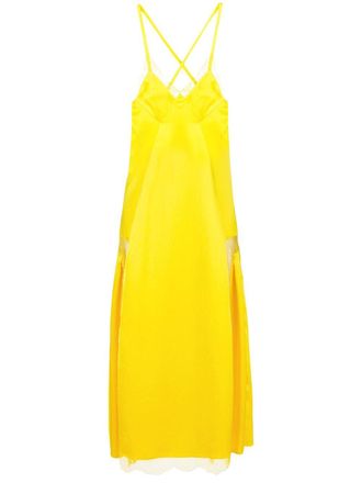 Off-white lace trim midi dress - Jaune