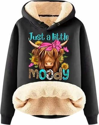 Generic 2026 Sweat à capuche et polaire pour femme Motif Bull Christmas, Noir, XXL