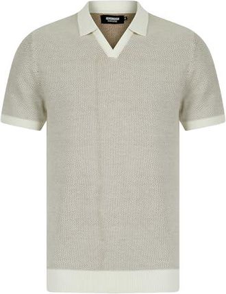 Kensington Eastside Goodwin Polo &agrave; col ouvert en coton tiss&eacute; textur&eacute; pour homme, &Eacute;cru blanchi, XXL