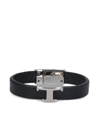 Tod's bracelet en cuir à détail t-logo - Noir