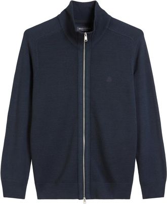 Marc O'Polo Strickjacke aus Baumwoll-Perlstrick mit Label-Aufnäher in