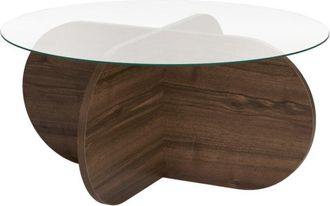 Calicosy Couchtisch mit gekreuzten Beinen und gehärteter Glasplatte Ø75 cm - AERIS