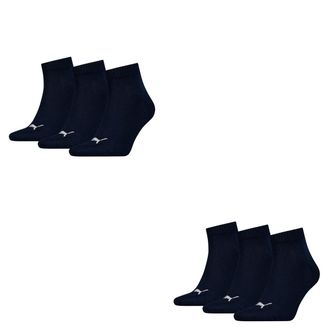 Puma 6 Paar Unisex Quarter Socken Sneaker Gr. 35-49 f&uuml;r Damen Herren F&uuml;&szlig;linge, Farbe:321 - navy, Socken & Str&uuml;mpfe:35-38