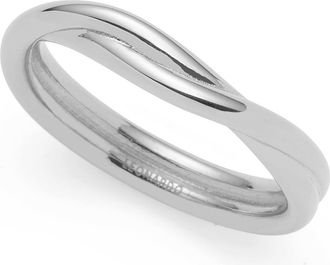 Leonardo Ring Ciao Twister - Puzzel-Ring aus silberfarbenem Edelstahl - zwei schmale, in sich verschlungene Stränge - Gr. 18 (56) - Schmuck Geschenk für Frauen