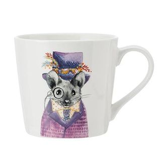 Mikasa Tipperleyhill Mäuse-Druck Porzellanbecher, 380ml Fine China Tasse mit Echtgold Details, Neuheit Becher für Tee & Kaffee mit Tierdruck, Geschenkkarton