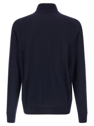 Kiton Half-Zip Wool Sweater - Navy