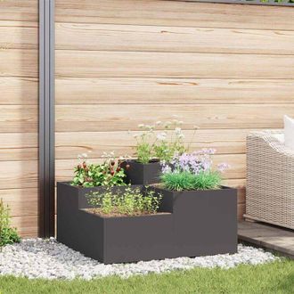 vidaXL Cache-pot de jardin Noir 100 x 100 x 48 cm Acier Vidaxl