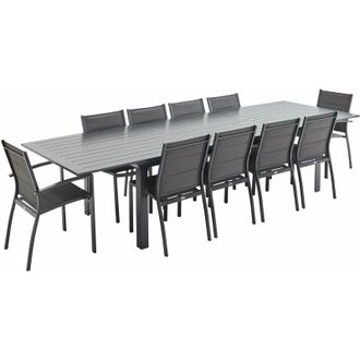 Sweeek Ausziehbare Gartengarnitur - Odenton - 235/335 cm Anthrazit / Dunkelgrau - Sweeek