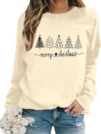 Generic Pull Noel Femme Manches Longues, Pull Moche De Noel Femme Col Rond Imprimé Sweat De Noël sans Capuche Pulls Chic Et Elegant Sweatshirt Hiver Loisirs C