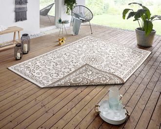 Northrugs In- und Outdoor Teppich Leyte 80x150cm - Wendeteppich Wetterfest Orientalisches Vintage Design Läufer für Balkon Terrasse Garten Wintergarten Wohnzimm