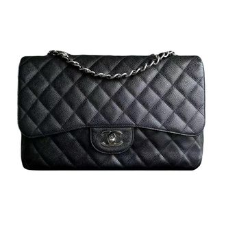 Chanel Black Caviar Leather Jumbo Single Flap Bag