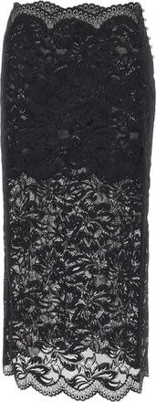 Paco Rabanne Femme, Jupes, Noir, Taille: 36 FR Jupe Midi en Dentelle Stretch