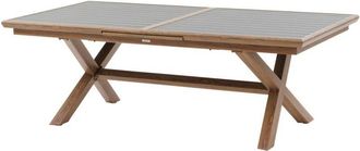 Hesperide Hesperide - Table de jardin extensible 10 places en aluminium - Plateau &agrave; rallonge automatique 59cm - Design moderne effet bois - Pieds r&eacute;glables