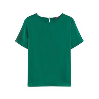 Max Mara Satin und Jersey Bluse - - Blouses & Shirts - Damen - Gr&uuml;n - XS
