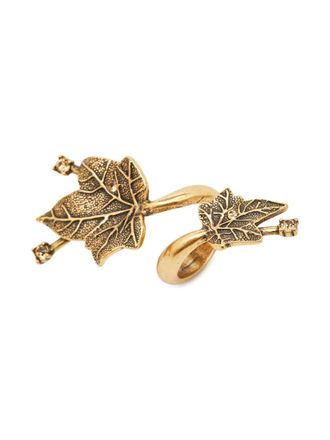 Oscar De La Renta bague Leaf sertie de cristaux - Or