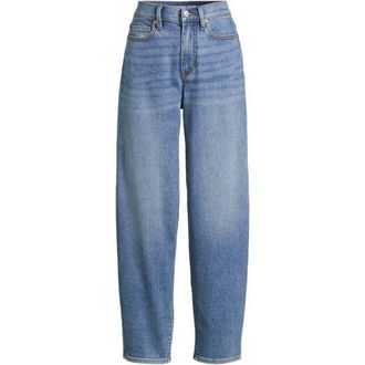 Lands End Barrel-Jeans High Waist, Damen, Größe:38 regular, Blau, Elasthan/Baumwoll-Mischung/Polyester-Mischung, by Lands End