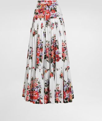 Dolce & Gabbana Flower Bouquet-print Poplin Long Skirt - Frau R&ouml;cke Multicolor 50