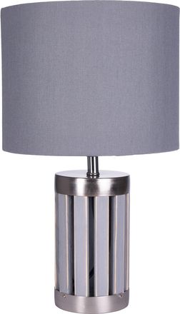 Brubaker Tisch- oder Nachttischlampe - 33 cm Höhe - Fuß aus Holz/Metall Grau - Textilschirm Grau
