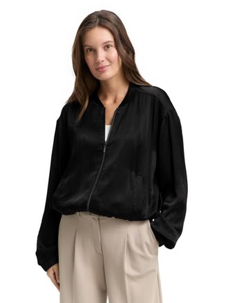 Tom Tailor Damen 1048645 Oversize Satin Bomber Jacke, 14482-Deep Black, 40