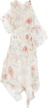 Alexander McQueen floral-print midi dress - Nude