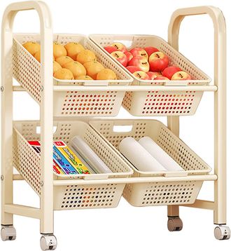 Generic Rollwagen Rahmen Aus Kohlenstoffstahl Herausnehmbarer Hohlkorb K&uuml;chenaufbewahrungs-Organizer K&uuml;chenwagen f&uuml;r Die K&uuml;che, W&auml;scherei und Enge Stellen(55 