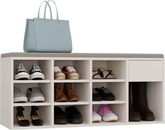 Topeshop TALLIN - meuble à chaussures ouvert beige pour entrée - 110×49×35 cm